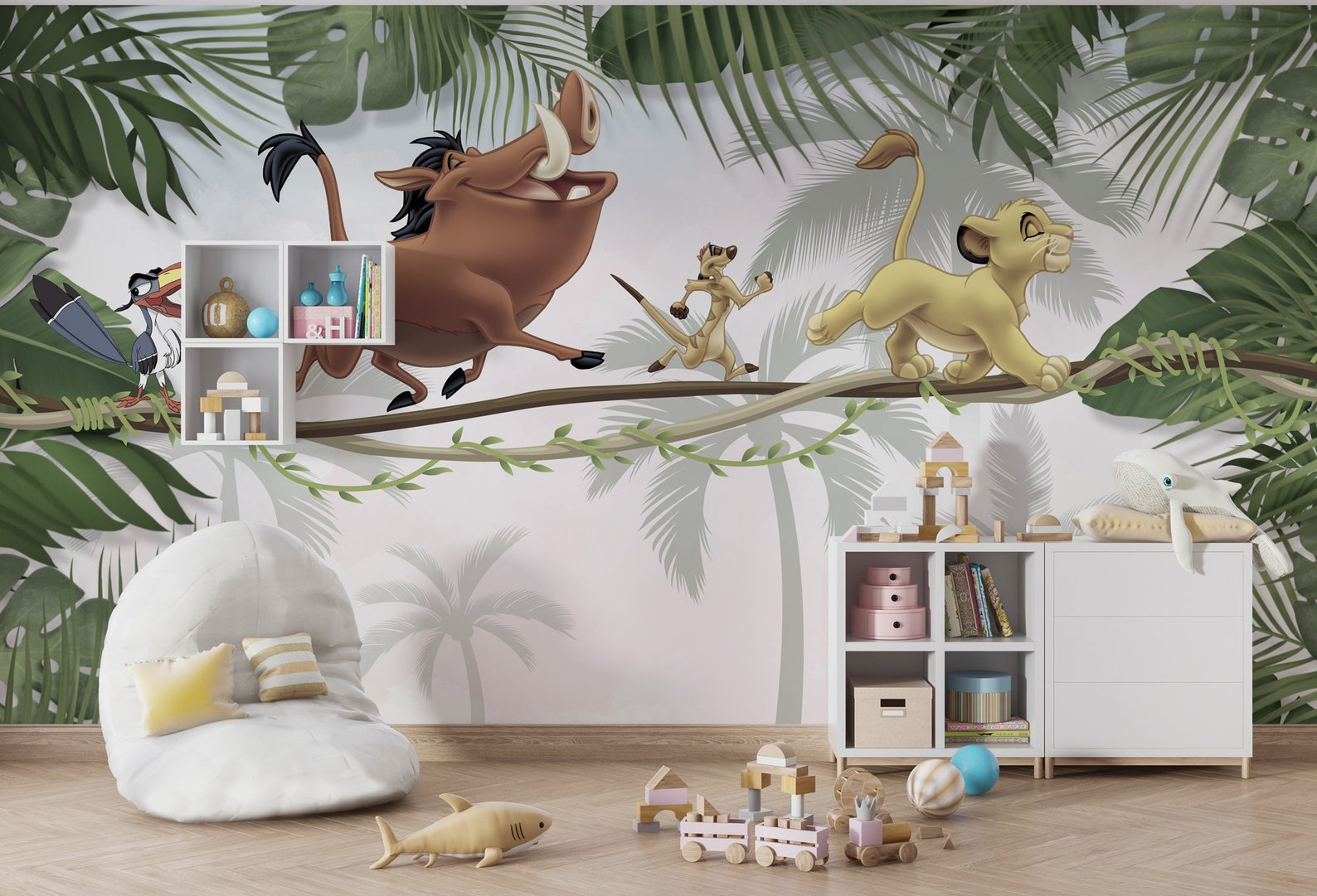 Lion King Peel and Stick Wall Mural , Nursery Lion King Mural , Cartoon ...