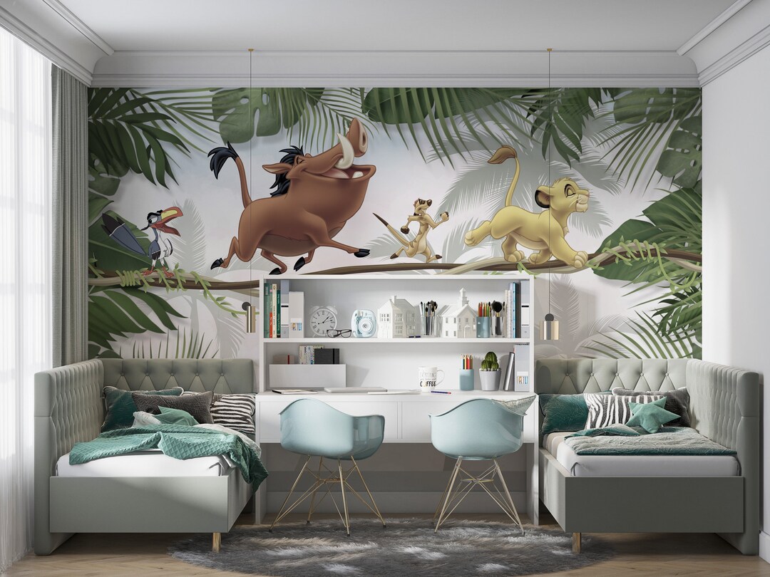 Lion King Peel and Stick Wall Mural , Nursery Lion King Mural , Cartoon ...