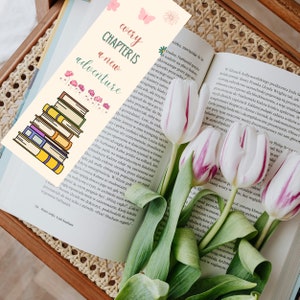 Stacked Books Printable Bookmarks for Book Lovers, Digital Flower ...