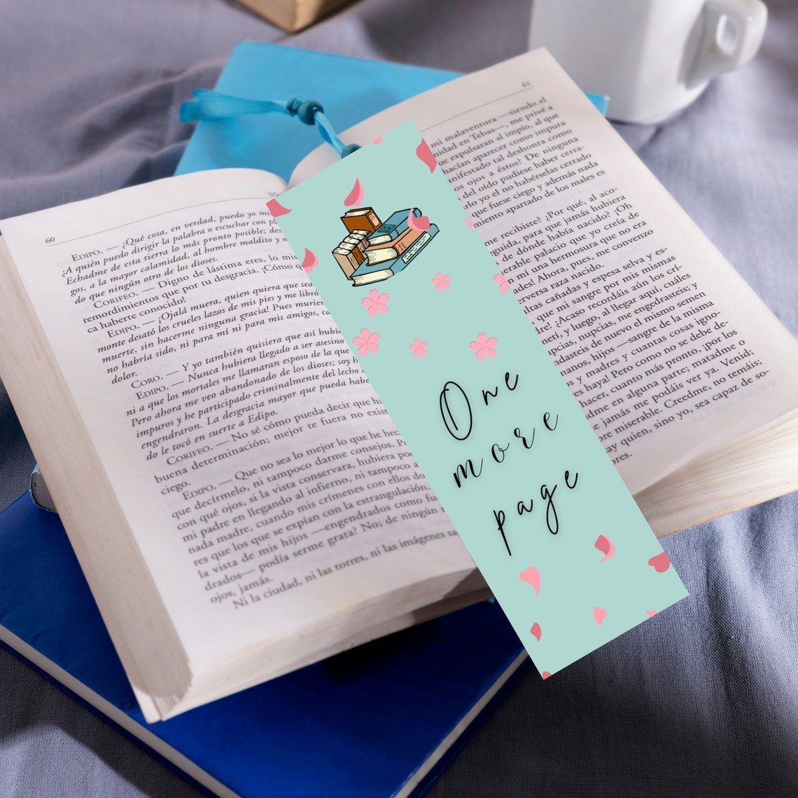 Stacked Books Printable Bookmarks for Book Lovers, Digital Flower ...