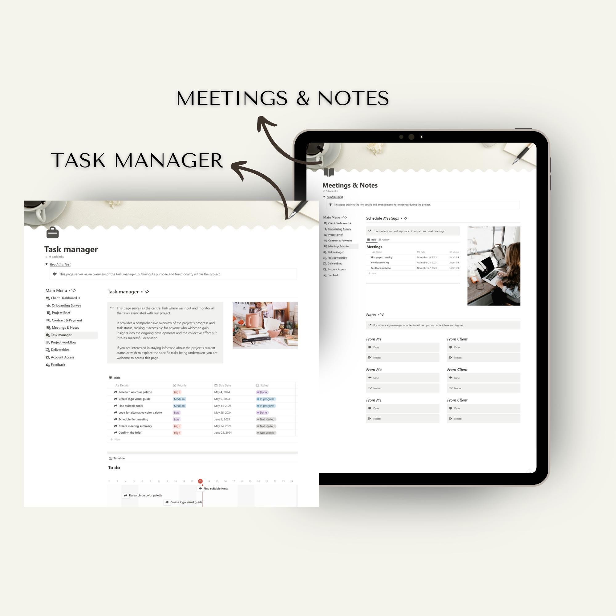 Client Dashboard Notion Template, Client Portal Notion Template ...