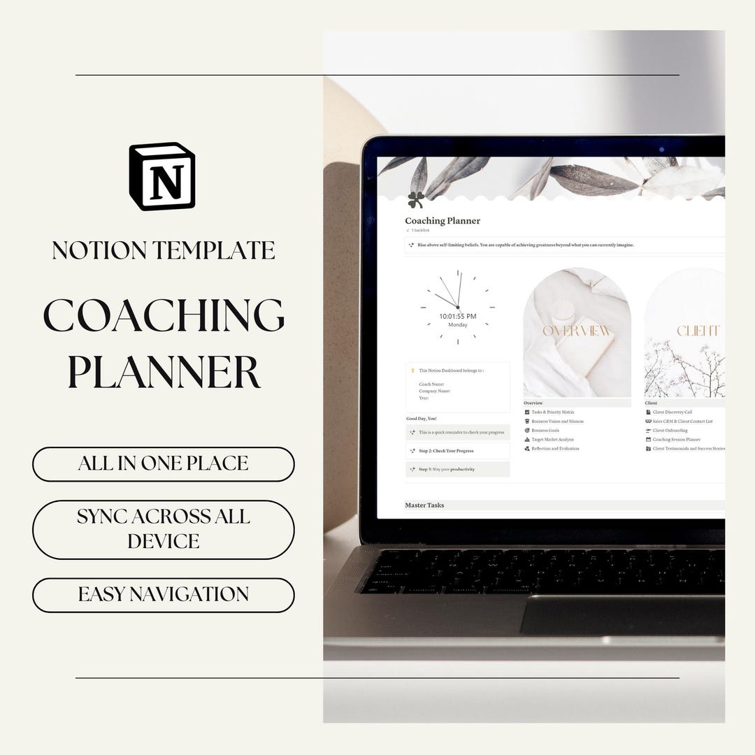 Notion Template Coaching Planner, Notion Coaching Organizer, All-in-one Notion Coach's Toolkit ...