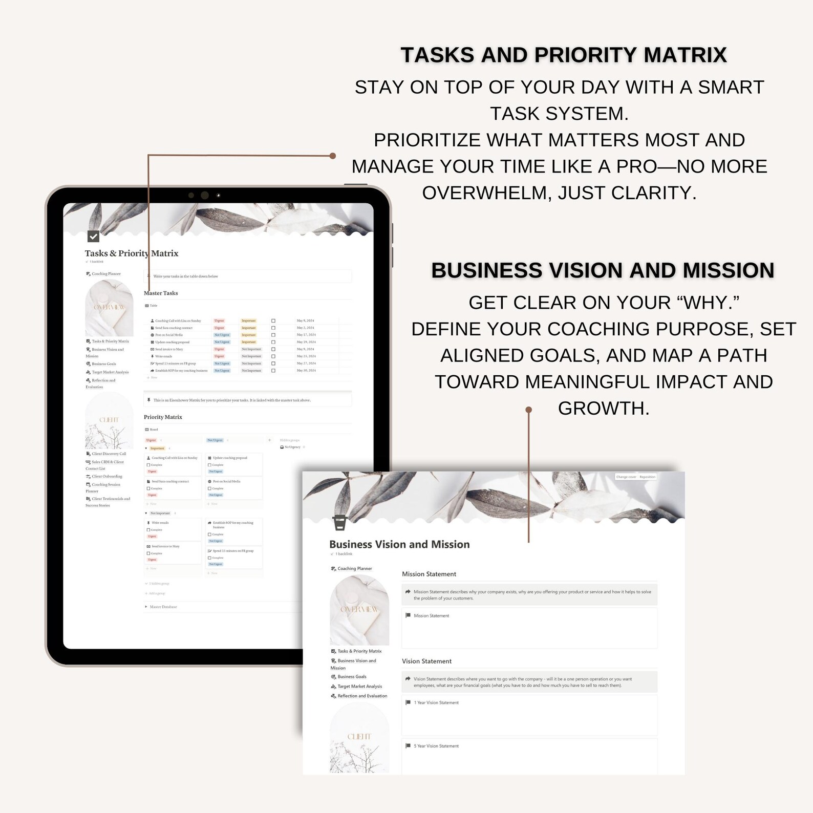 Notion Template Coaching Planner, Notion Coaching Organizer, All-in-one ...