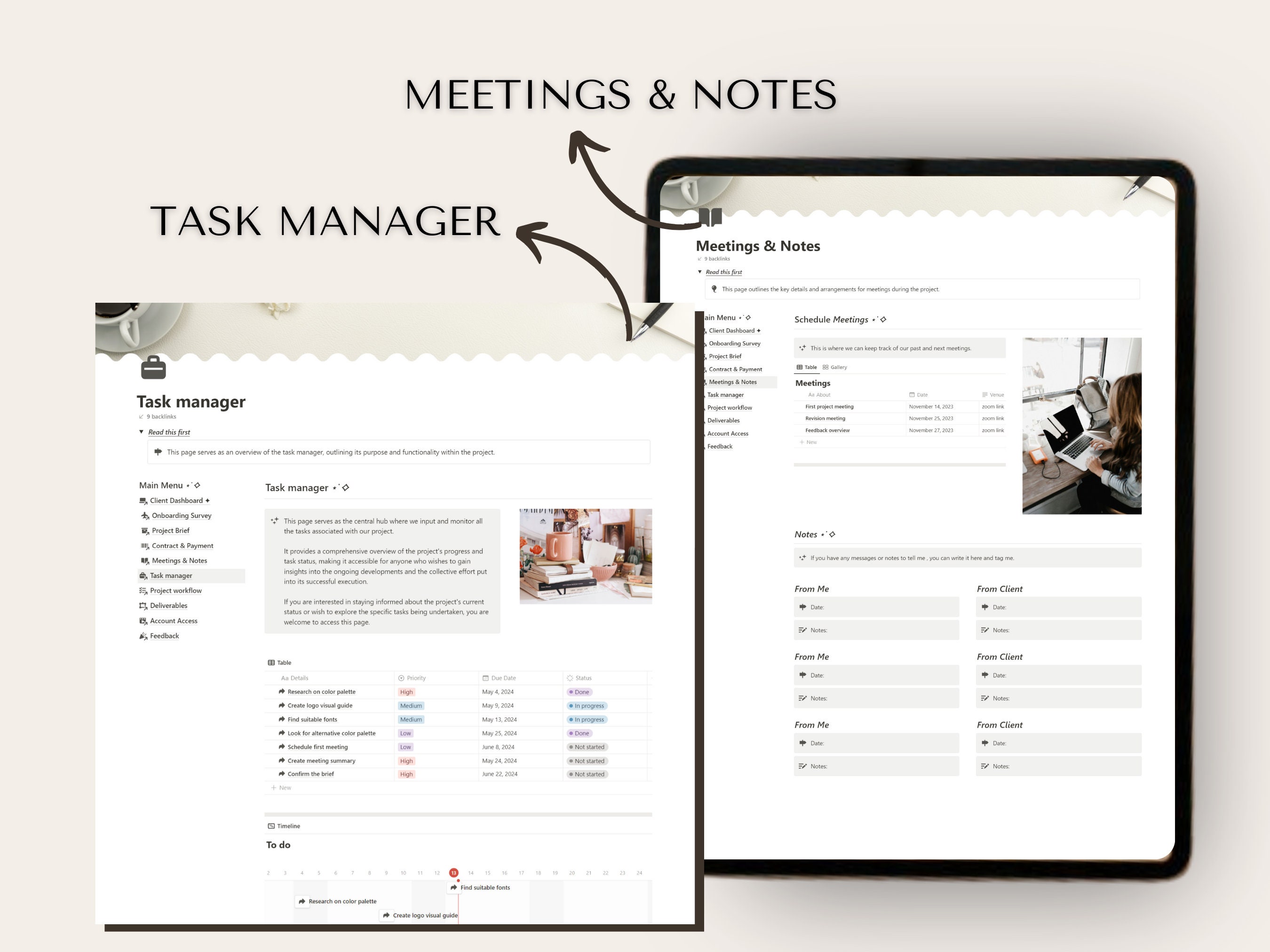 Client Dashboard Notion Template, Client Portal Notion Template ...