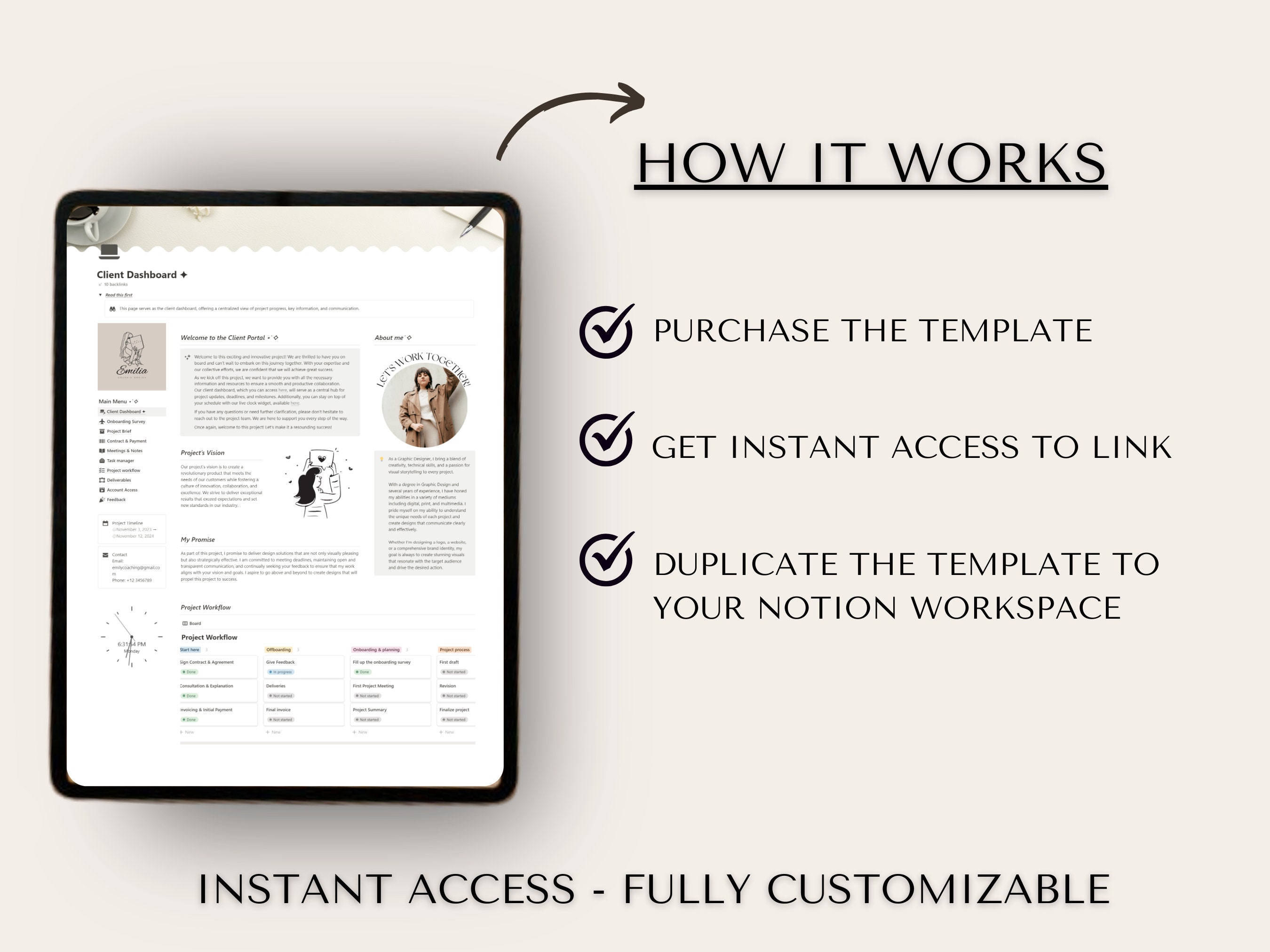 Client Dashboard Notion Template, Client Portal Notion Template ...