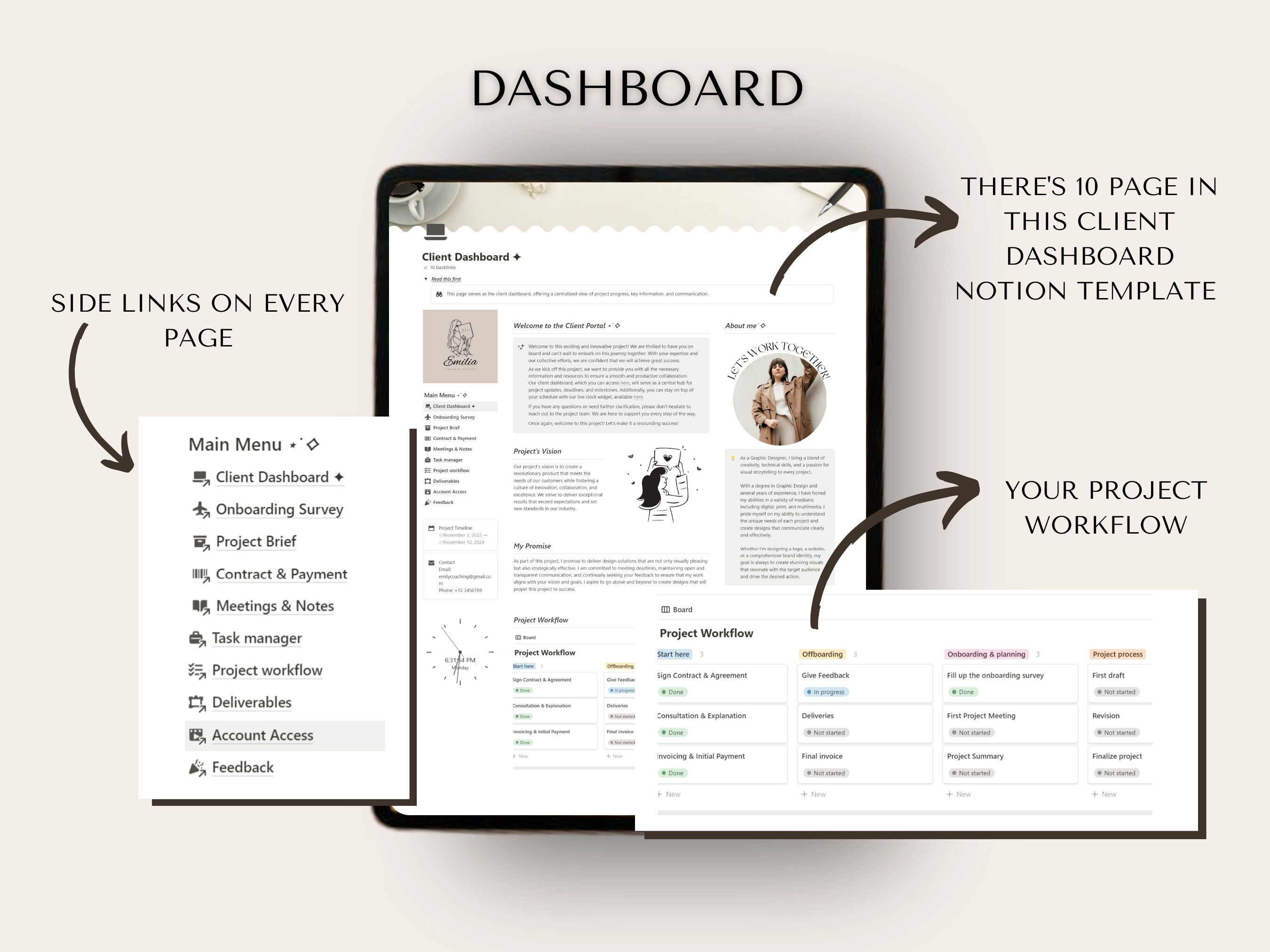 Client Dashboard Notion Template, Client Portal Notion Template ...