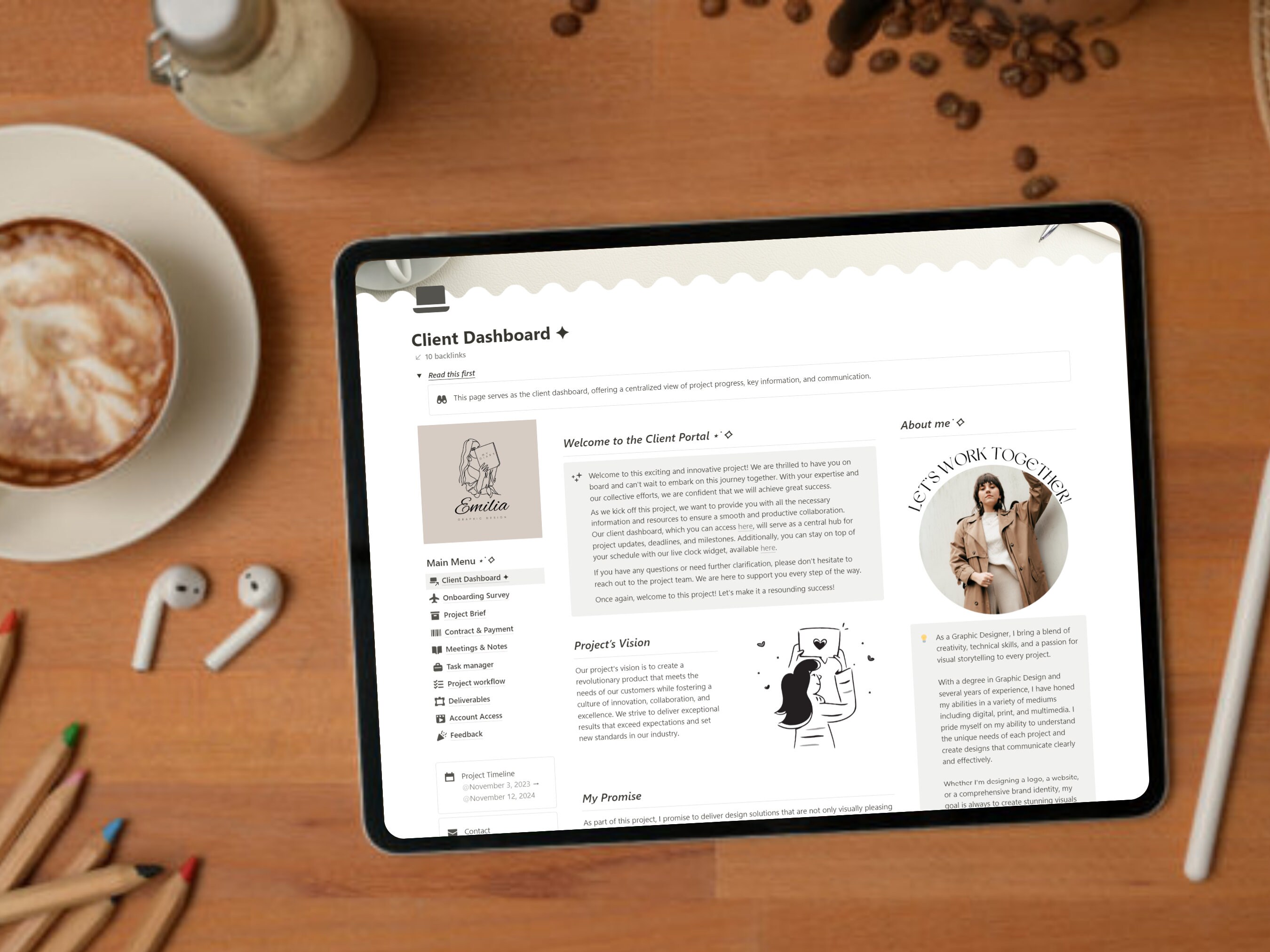 Client Dashboard Notion Template, Client Portal Notion Template ...