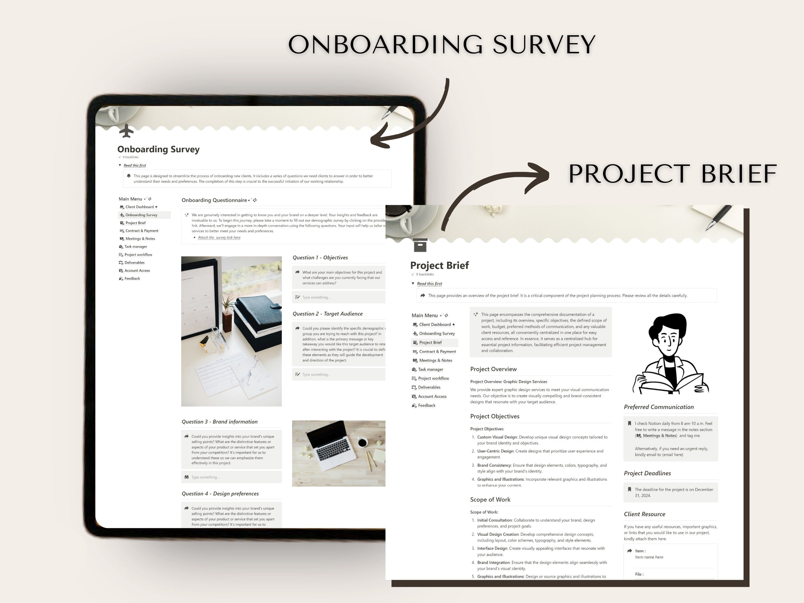 Client Dashboard Notion Template, Client Portal Notion Template ...