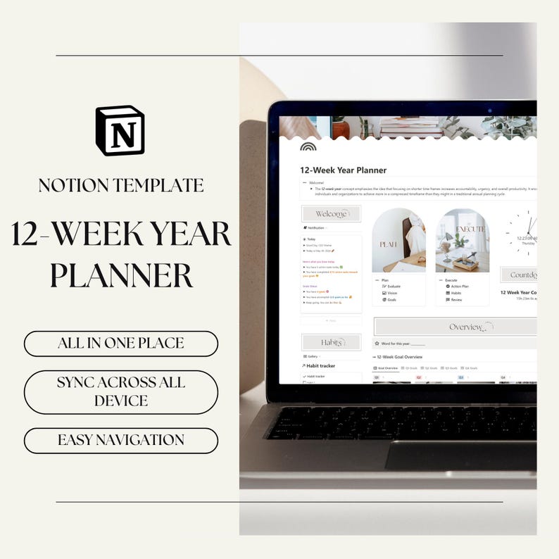Notion Template 12 Week Year, Notion Goal Planner Template, Habit ...