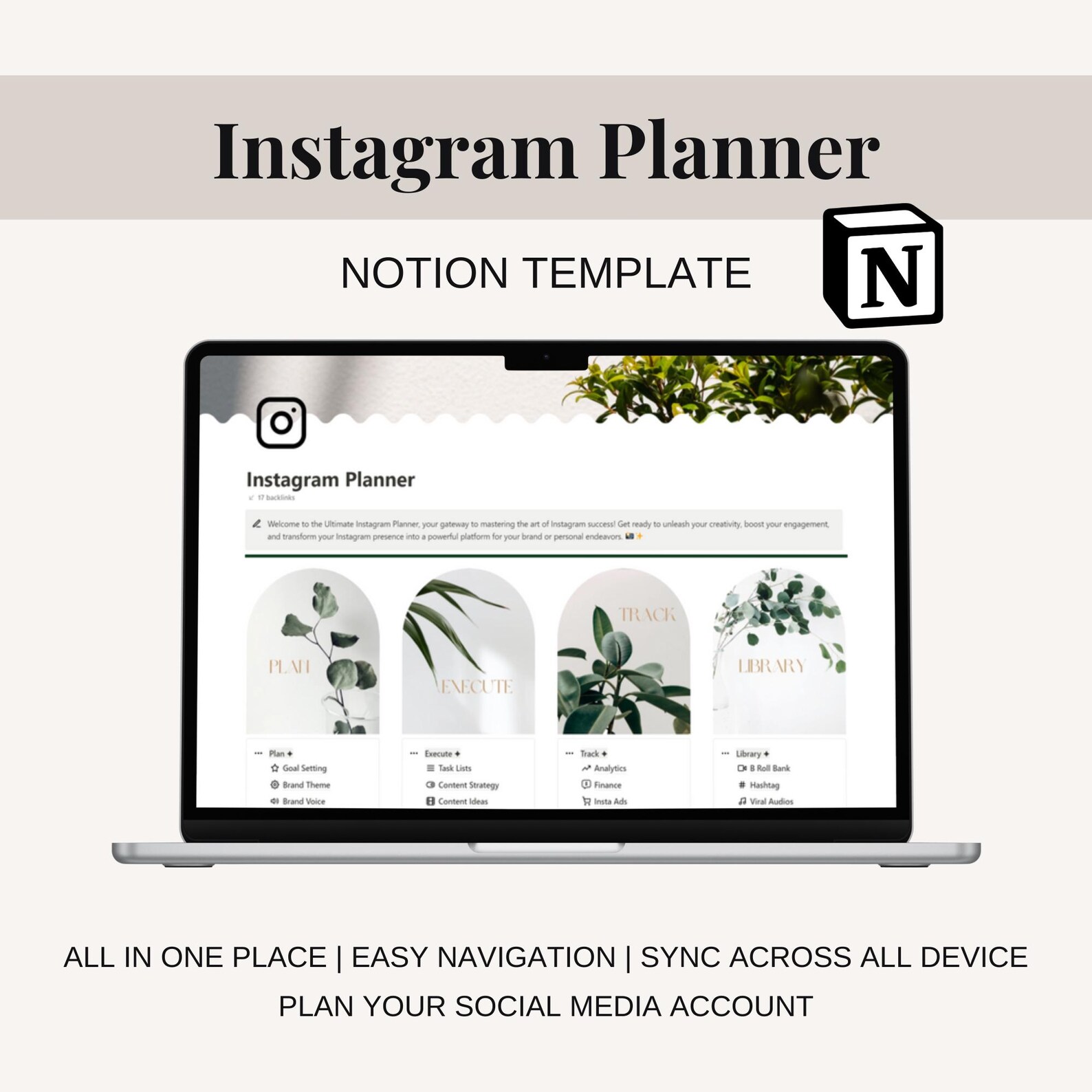Notion Template Instagram Planner, Notion Planner, Social Media Planner ...