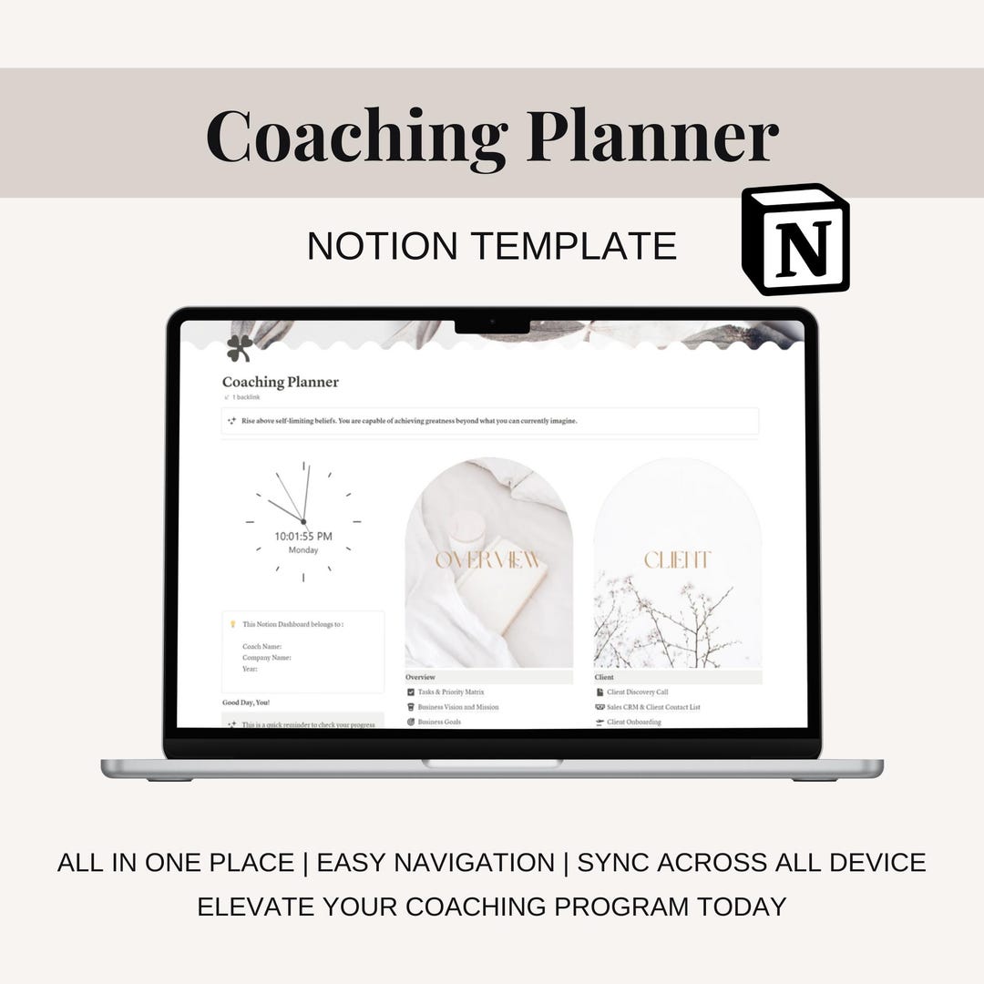 Notion Template Coaching Planner, Notion Coaching Organizer, All-in-one ...