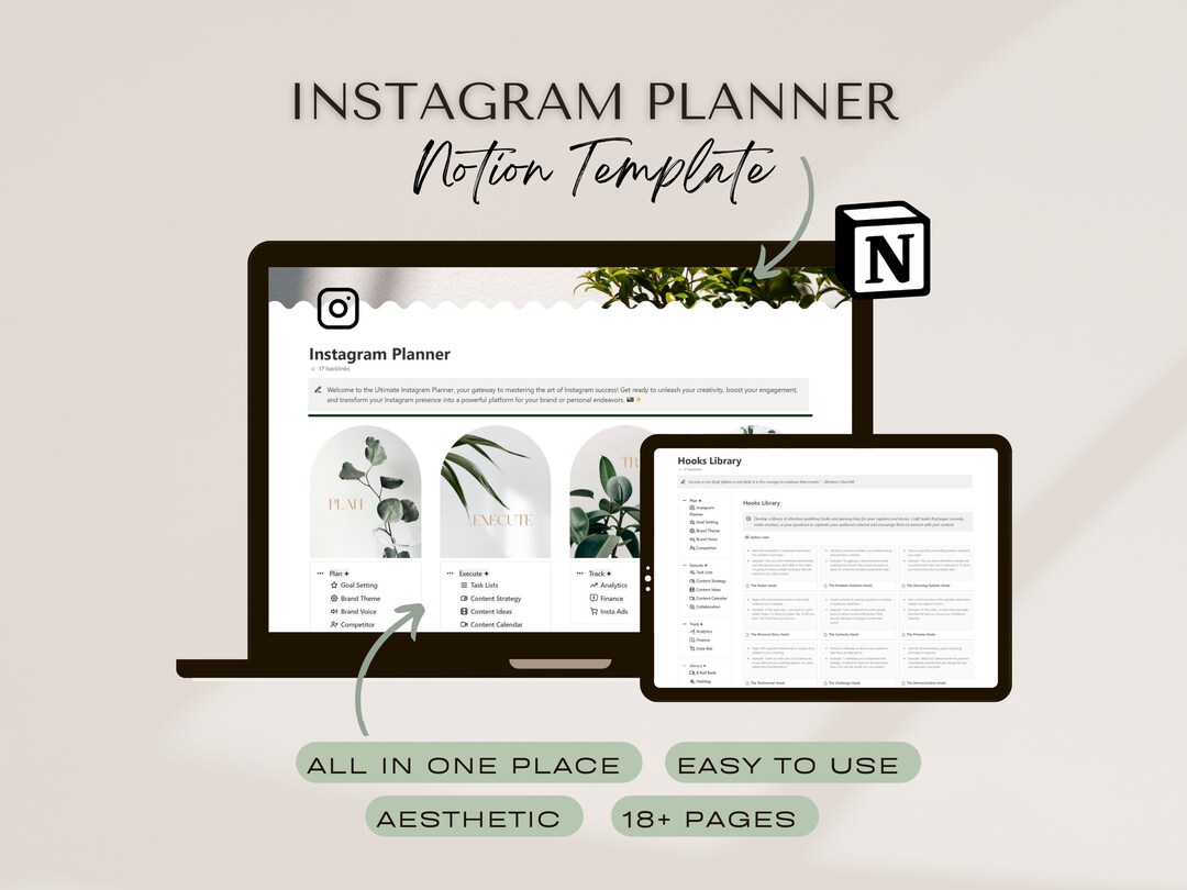 Notion Template Instagram Planner, Notion Planner, Social Media Planner ...