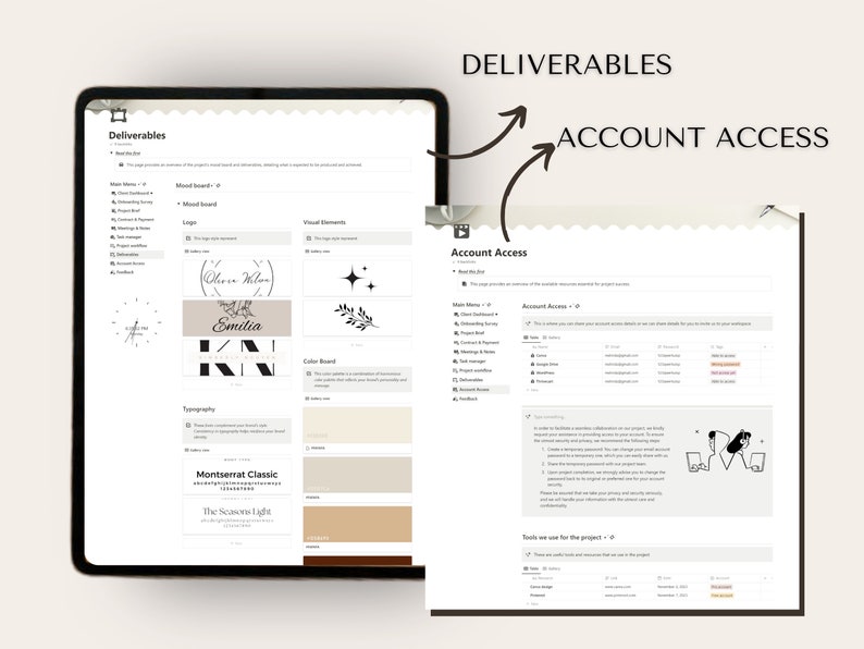 Client Dashboard Notion Template, Client Portal Notion Template ...