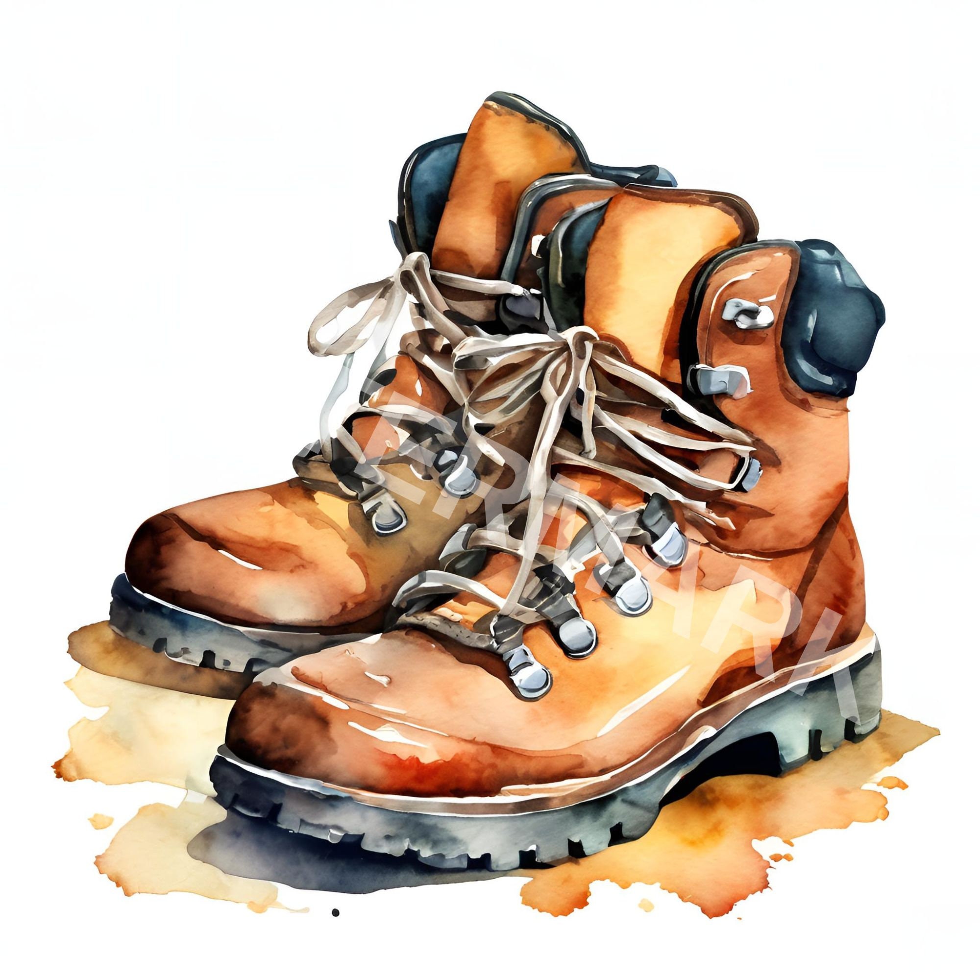 Hiking Boots Watercolour Clipart, Hiking, Outdoor Living 12 JPEG Images ...
