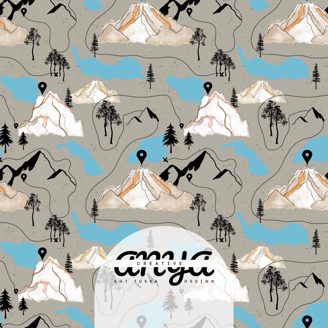 Hiking Colour Exclusive Seamless Pattern 300 DPI PNG Instant Digital ...