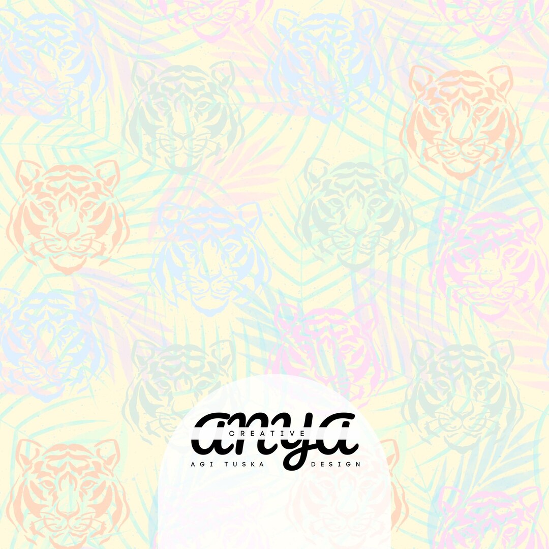 Tigers Pastel Jungle Seamless Pattern | Wild Animal Digital Fabric PNG ...