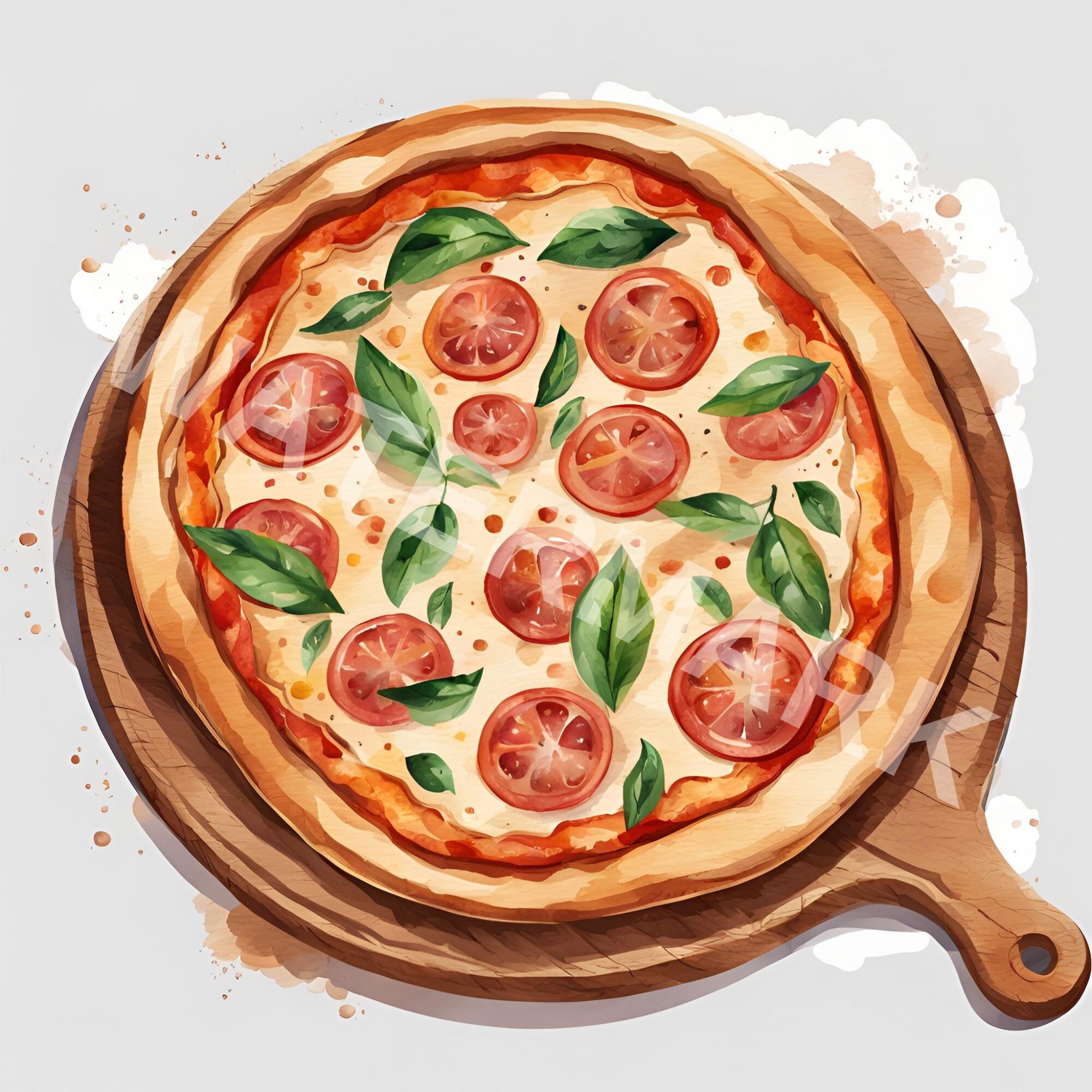 Pizza Party, Italian Pizza Watercolour Clipart, Food 8 JPEG Images ...