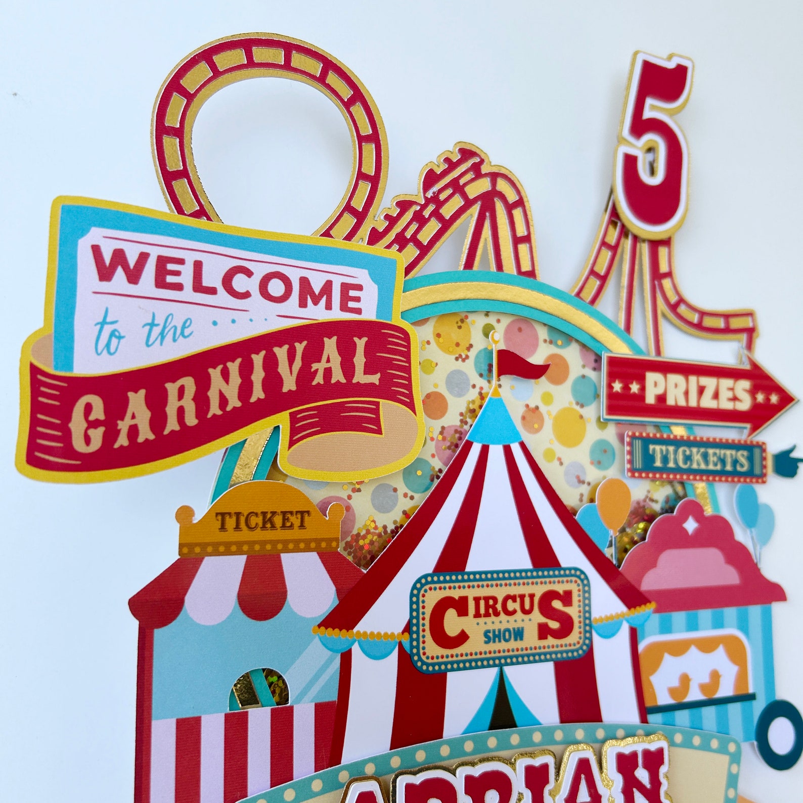 Personalized Carnival Circus Theme Birthday Party Girl Boy Shaker Cake ...