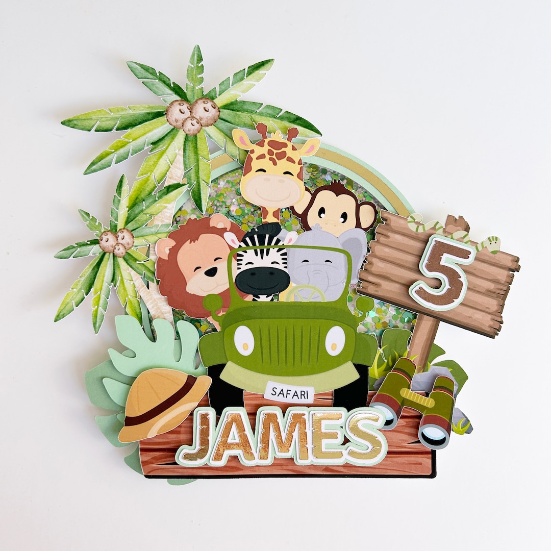 Personalized Safari Animal Jungle Tropical Birthday Theme Girl Boy ...