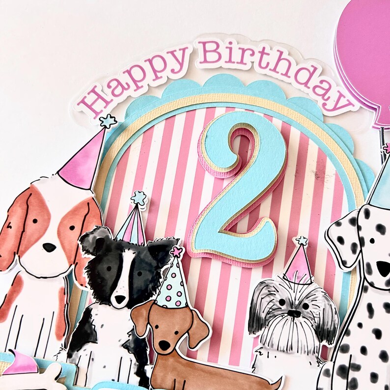 Personalized Cute Puppy Birthday Theme Dog Lets Pawty Cake Topper, Cake ...