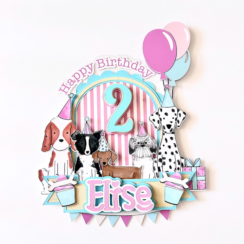 Personalized Dog Puppy Birthday Theme Dog Let’s Pawty Cake Topper, Cake ...