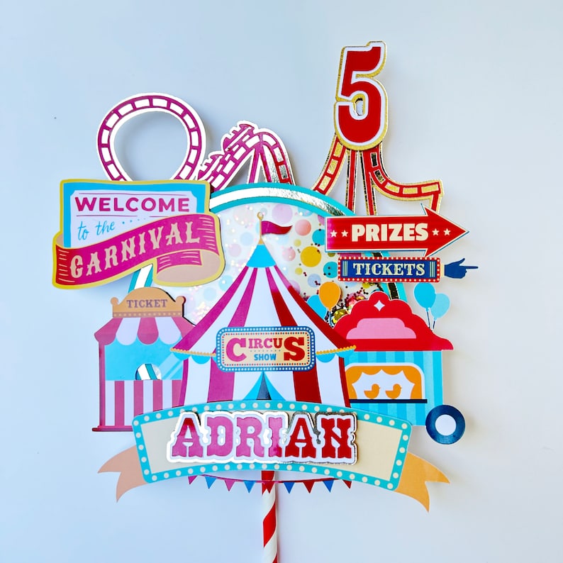 Personalized Carnival Circus Theme Birthday Party Girl Boy Shaker Cake ...