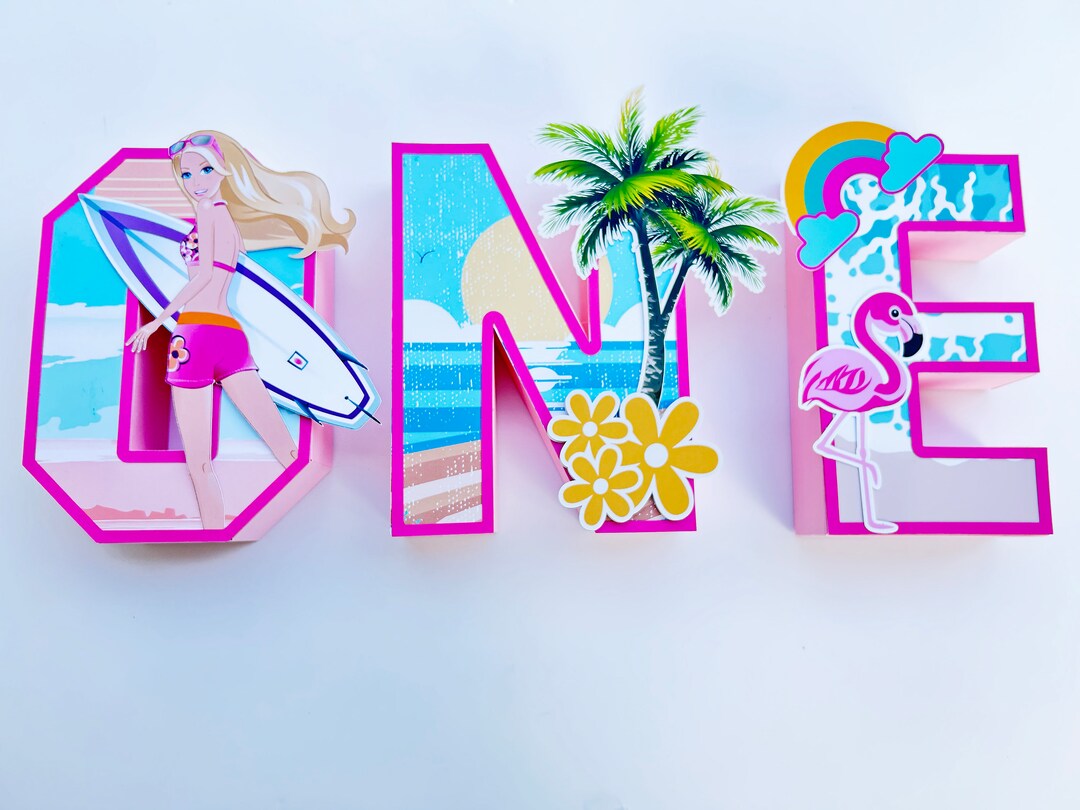 Personalized Malibu Princess 3D Letter Cake Topper: Tropical Beach ...