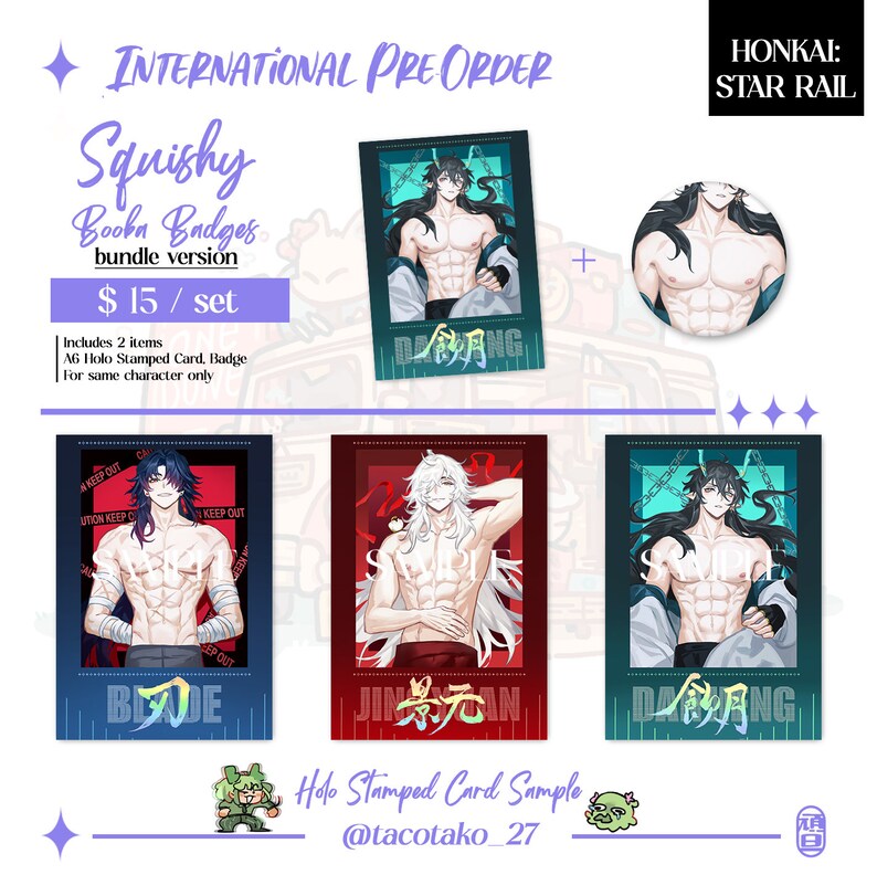 Honkai:star Rail Squishy Booba Badge | Holo Stamped Card | ©tacotako_27 ...