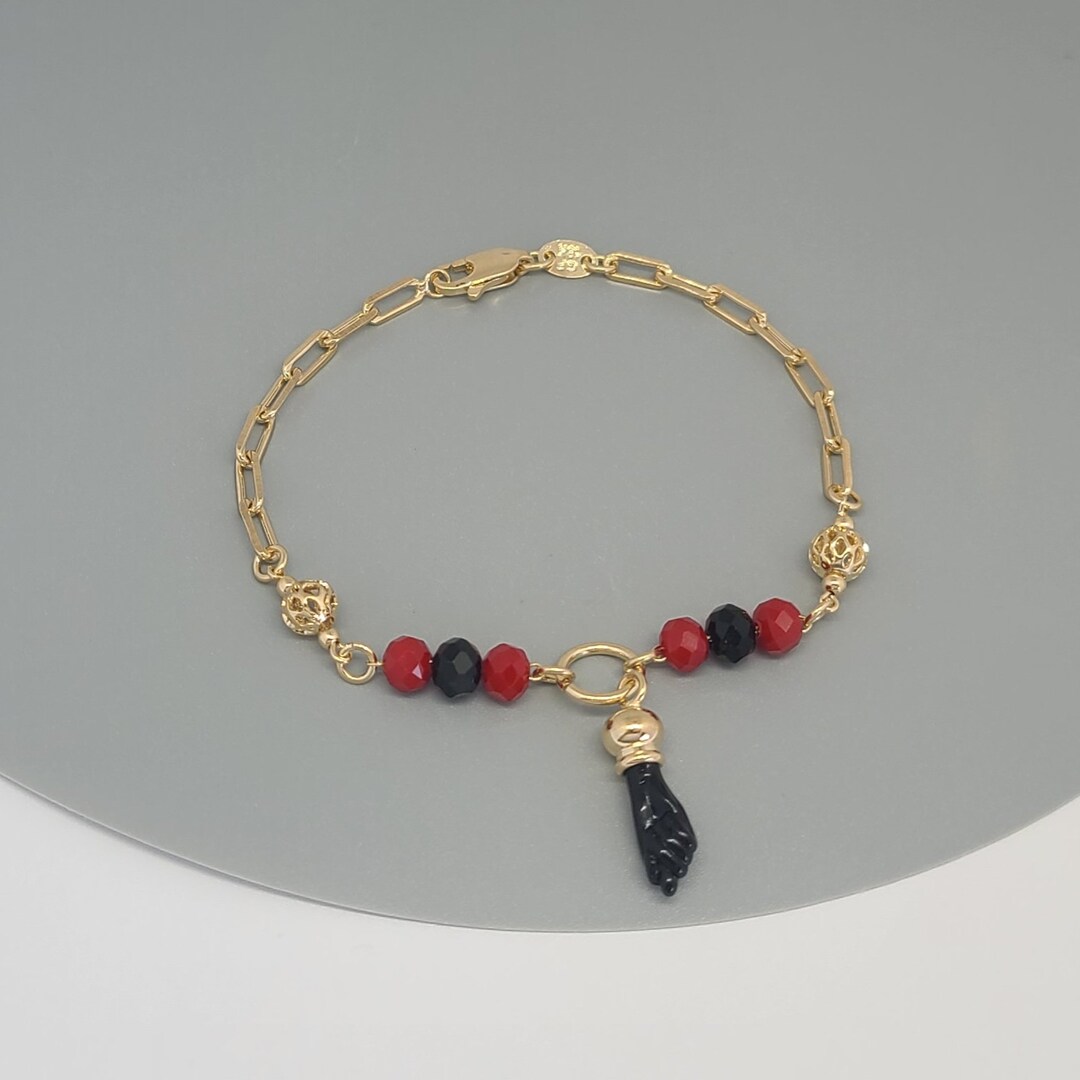Azabache Bracelet, 18K Gold Filled Bracelet, Figa Fist Bracelet ...