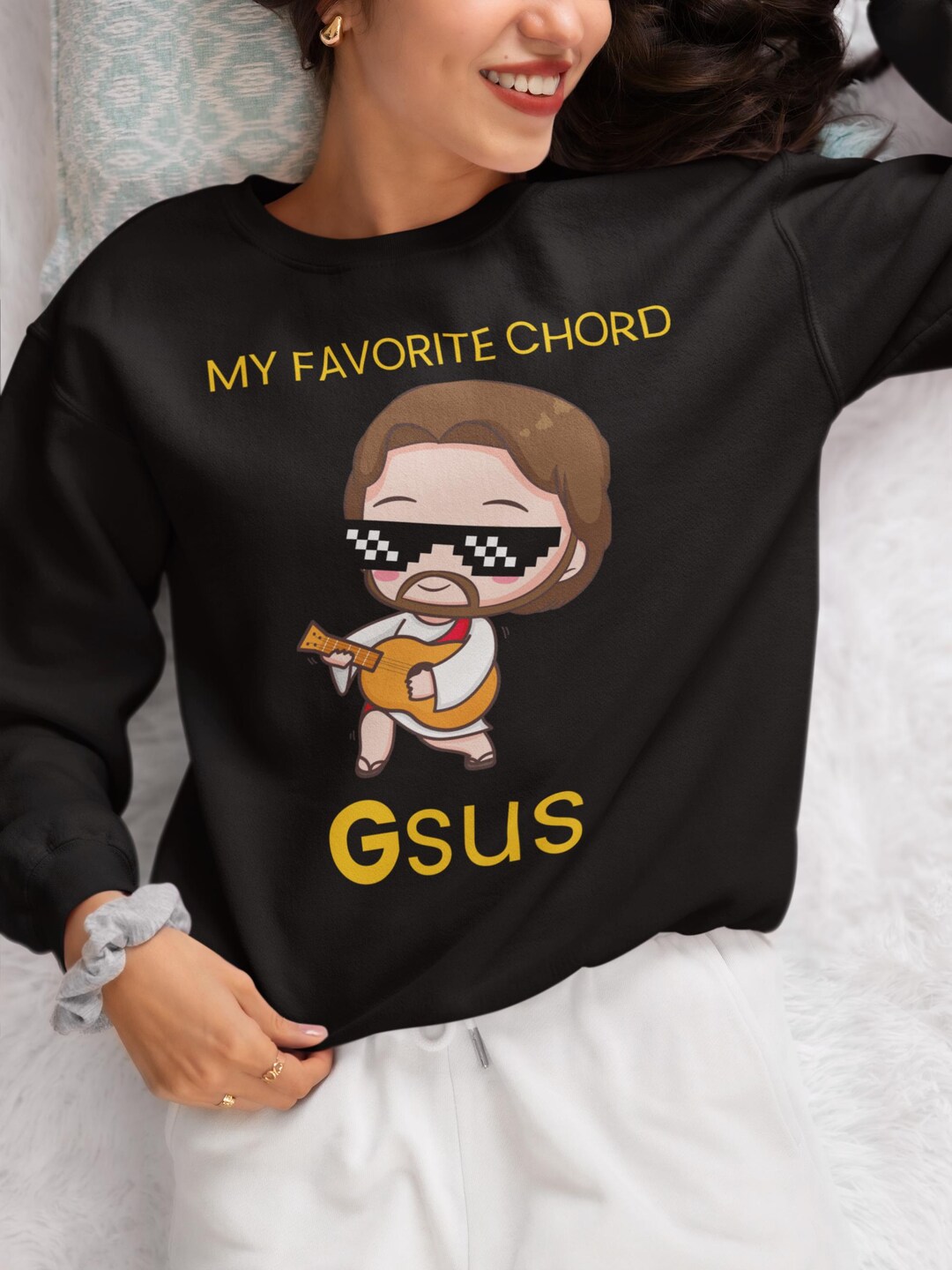 My Favorite Chord Gsus Funny Bible Theme PNG Rockstar Jesus Tshirt ...