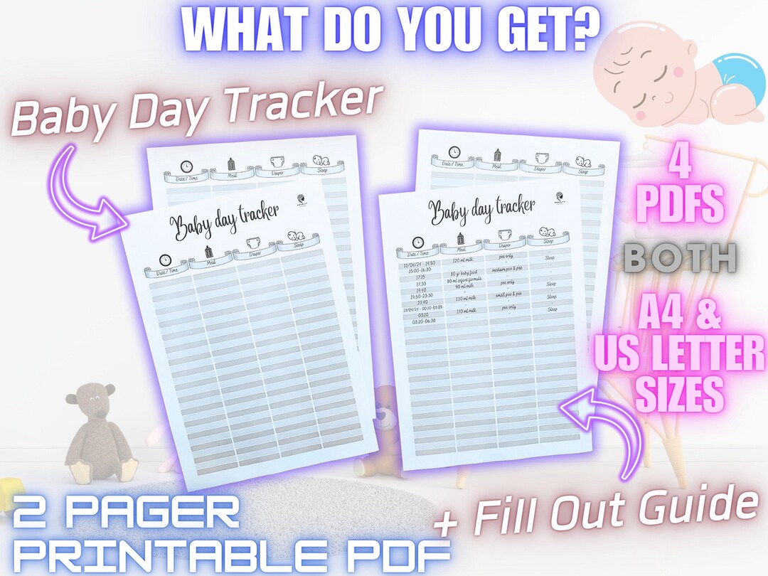 Infant Daily Report |baby Daily Routine Hourly Planner Checklist Baby ...