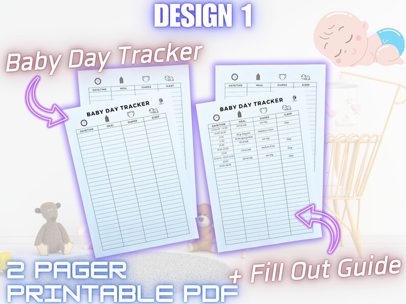 Infant Daily Report baby Daily Routine Hourly Planner Checklist Baby ...