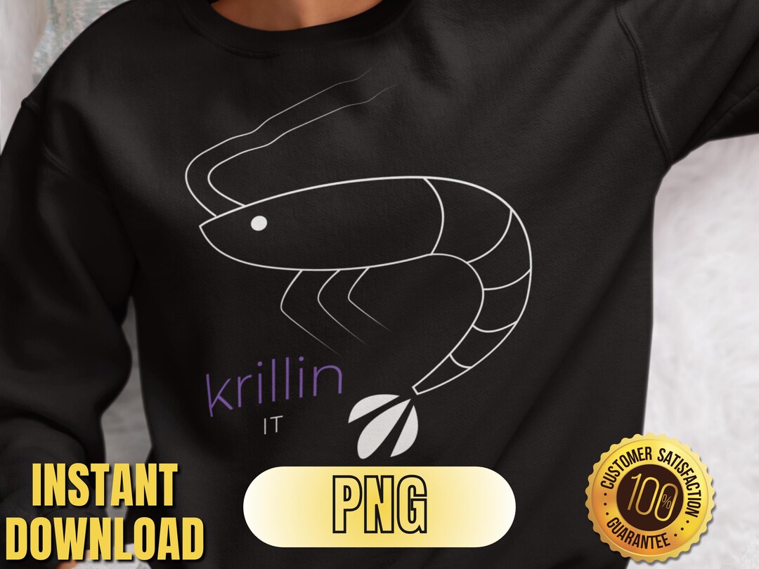 Minimalist Line Art of Cartoon Shrimp Seafood Instant Download PNG Design White Krill Krillin It ...