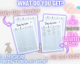 Infant Daily Report baby Daily Routine Hourly Planner Checklist Baby ...