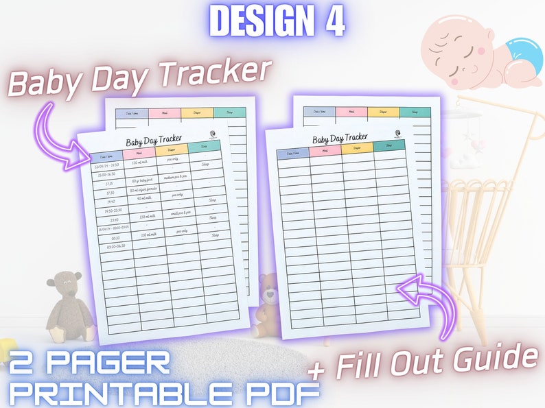 Infant Daily Report baby Daily Routine Hourly Planner Checklist Baby ...