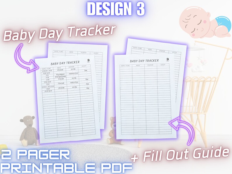Infant Daily Report baby Daily Routine Hourly Planner Checklist Baby ...