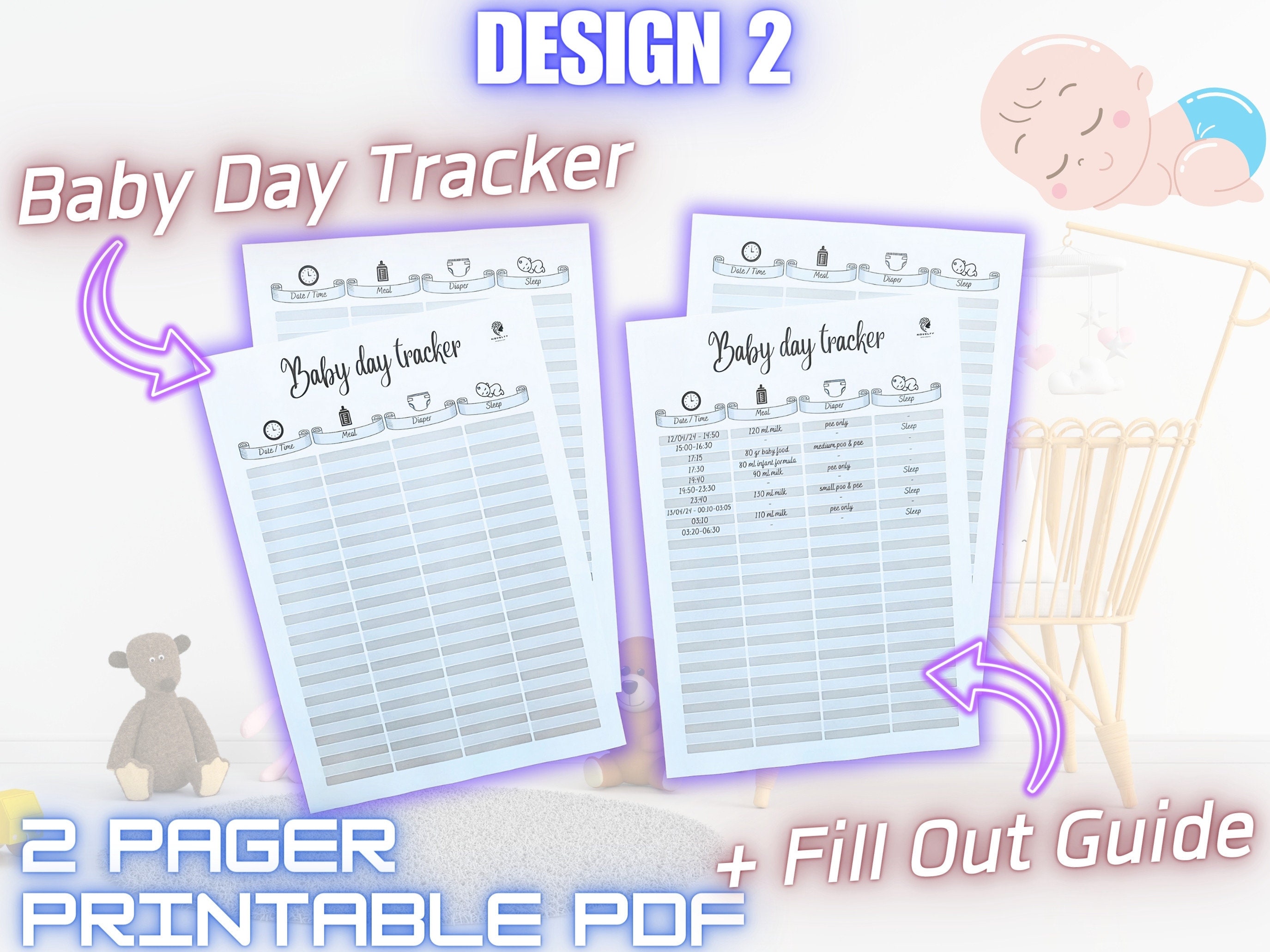 Infant Daily Report baby Daily Routine Hourly Planner Checklist Baby ...