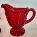 Mosser Glass Bright Ruby Red Cream & Sugar Service. Ornate Sweetheart ...