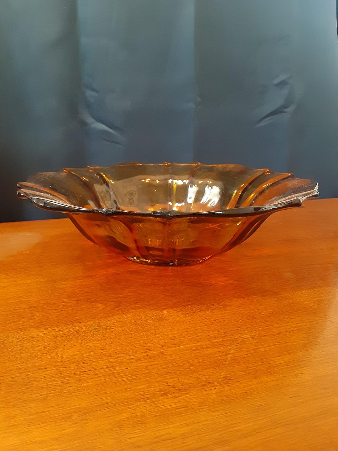 Rare Vintage Tiffin Glass 11" Amber Serving Bowl. Beautiful Flared ...