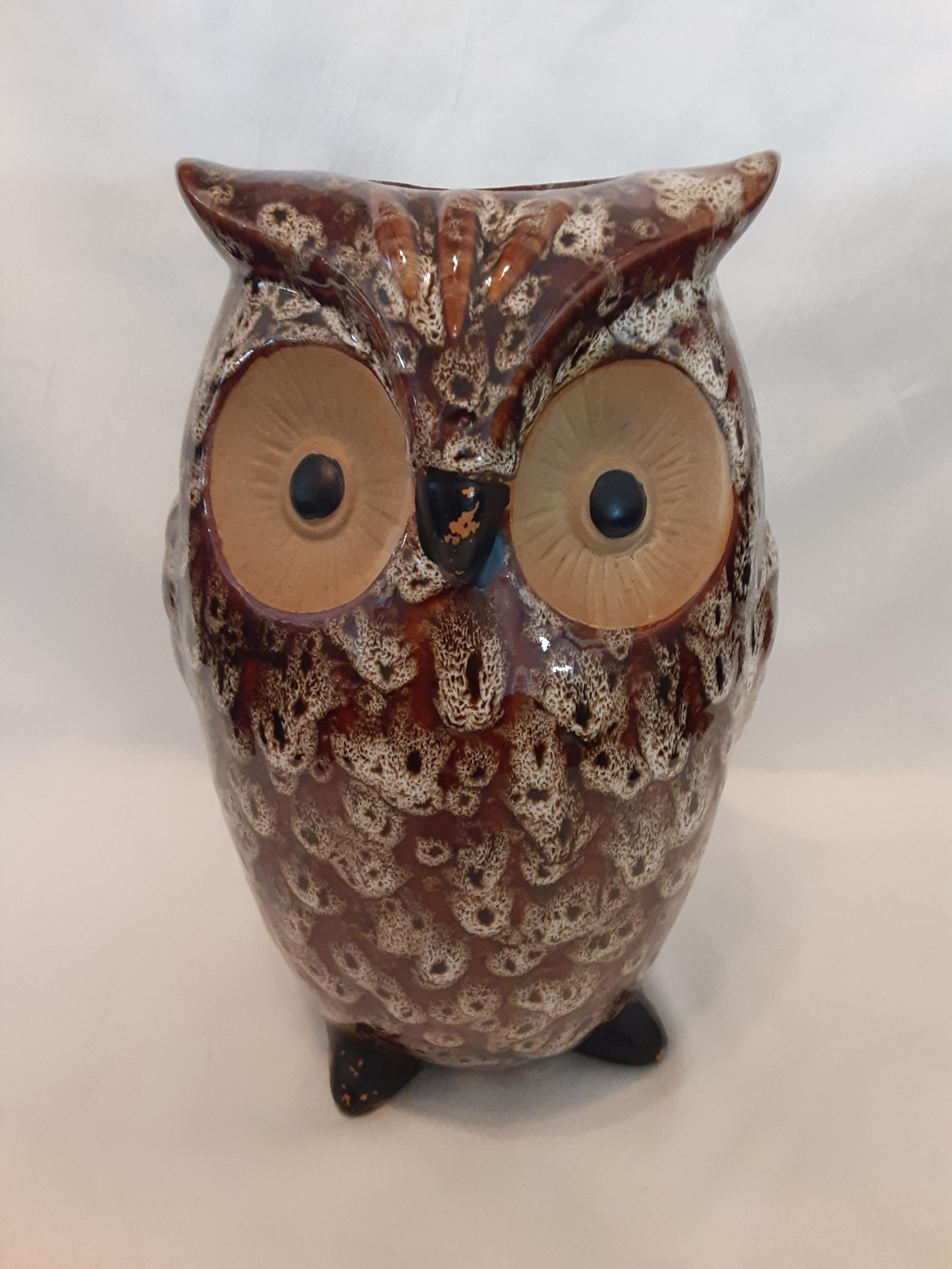 Large Hosley Ceramic Owl Vase. 9 Tall. Beautifully Painted and Glazed ...