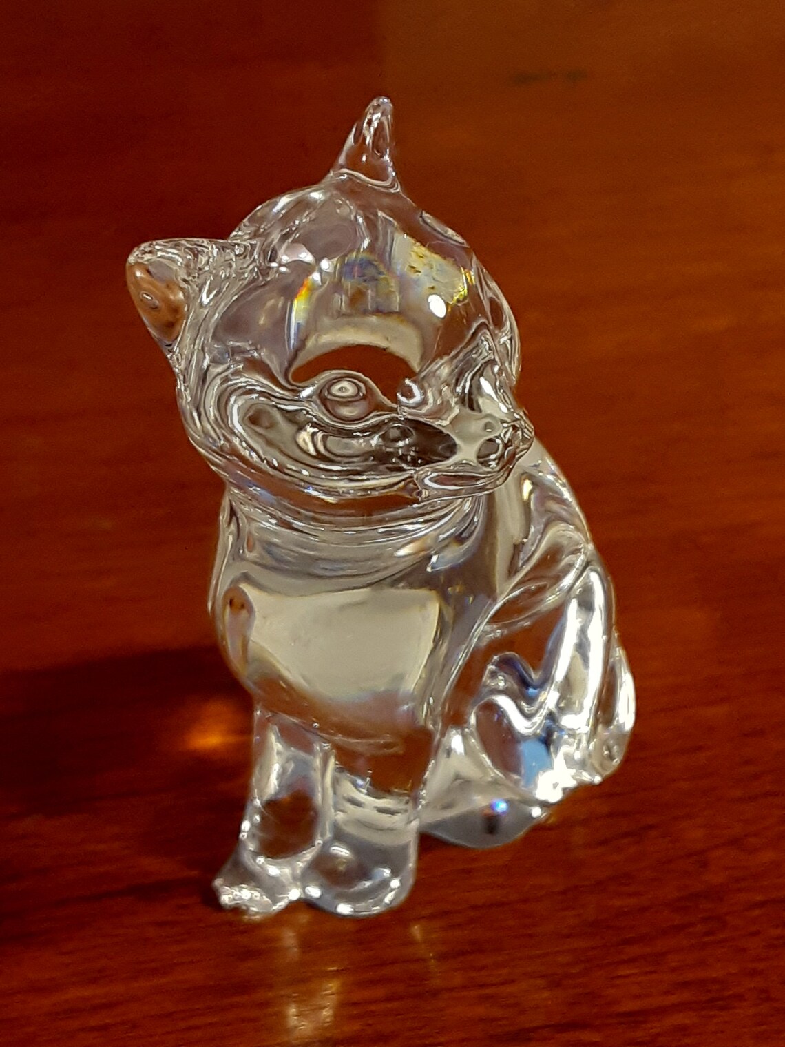 Lenox Full Lead Crystal Cat Figurine. Most of Label Attached on Base ...