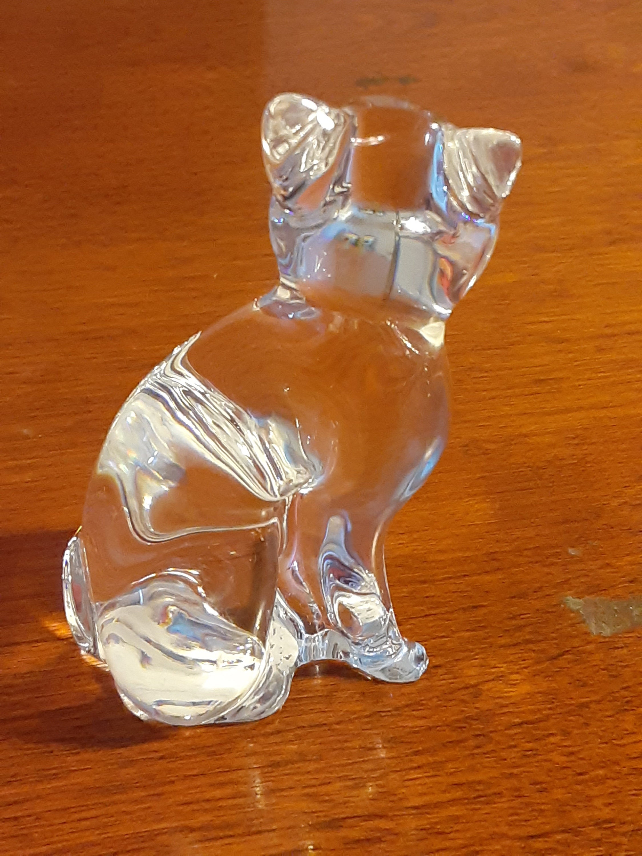 Lenox Full Lead Crystal Cat Figurine. Most of Label Attached on Base ...