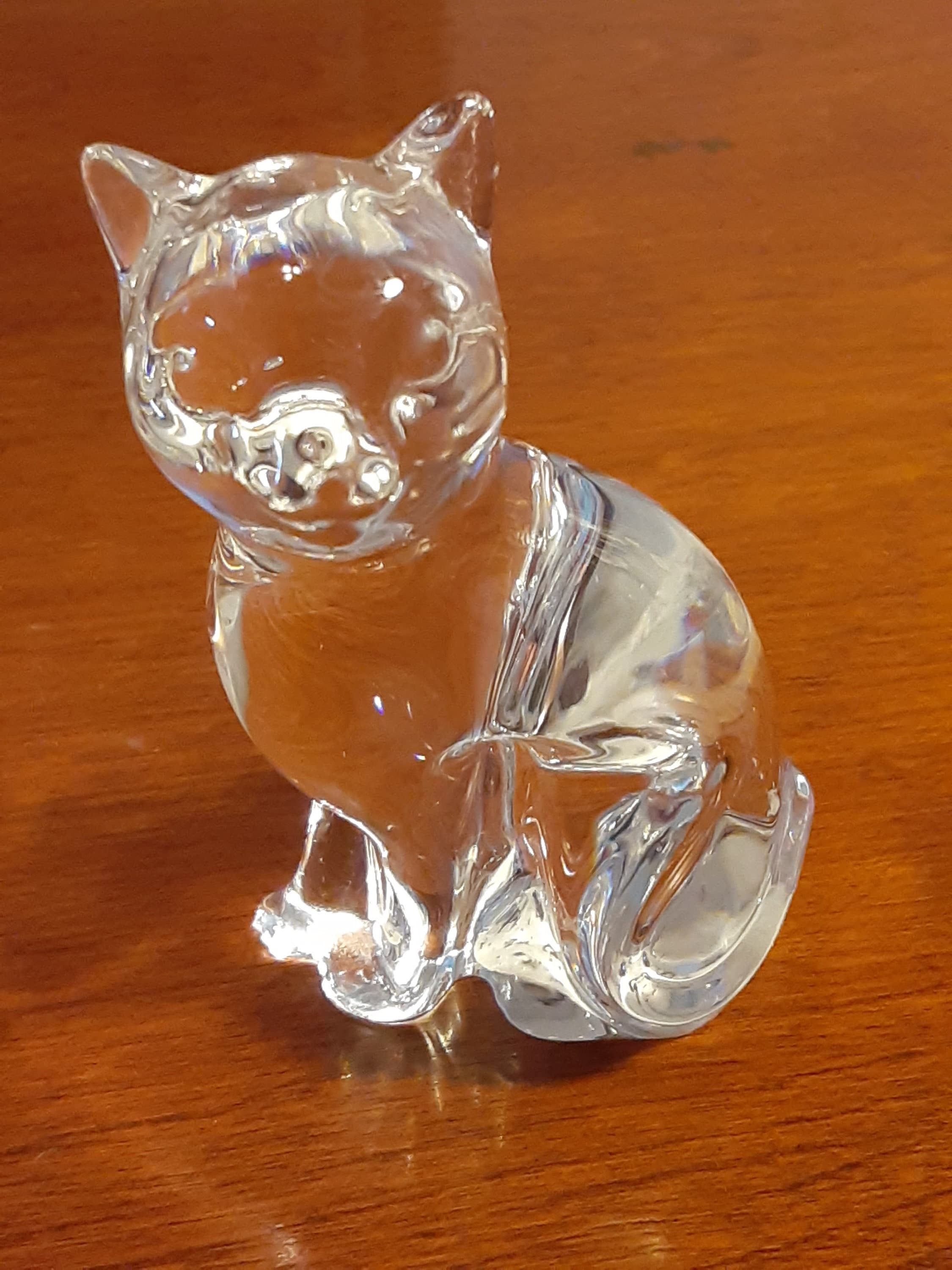 Lenox Full Lead Crystal Cat Figurine. Most of Label Attached on Base ...