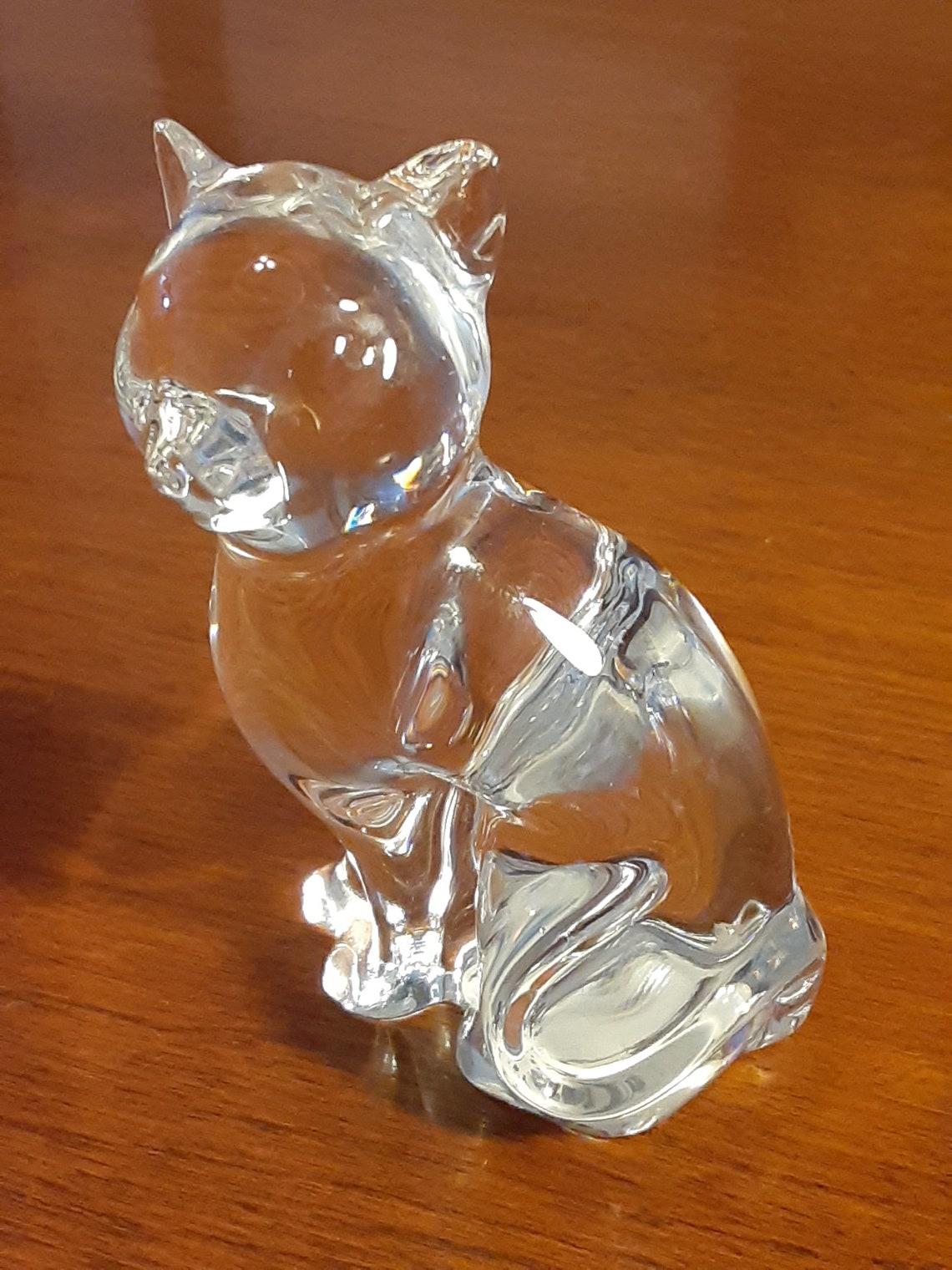 Lenox Full Lead Crystal Cat Figurine. Most of Label Attached on Base ...