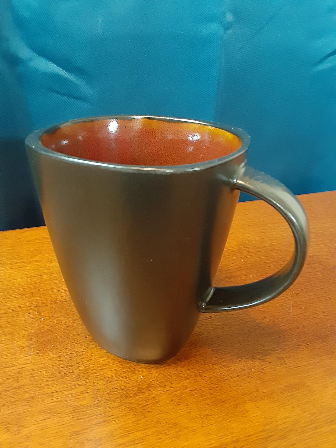 Set of 8 Rich Brown Satin-finish Squared Coffee Mugs. 4 Tan Inside ...