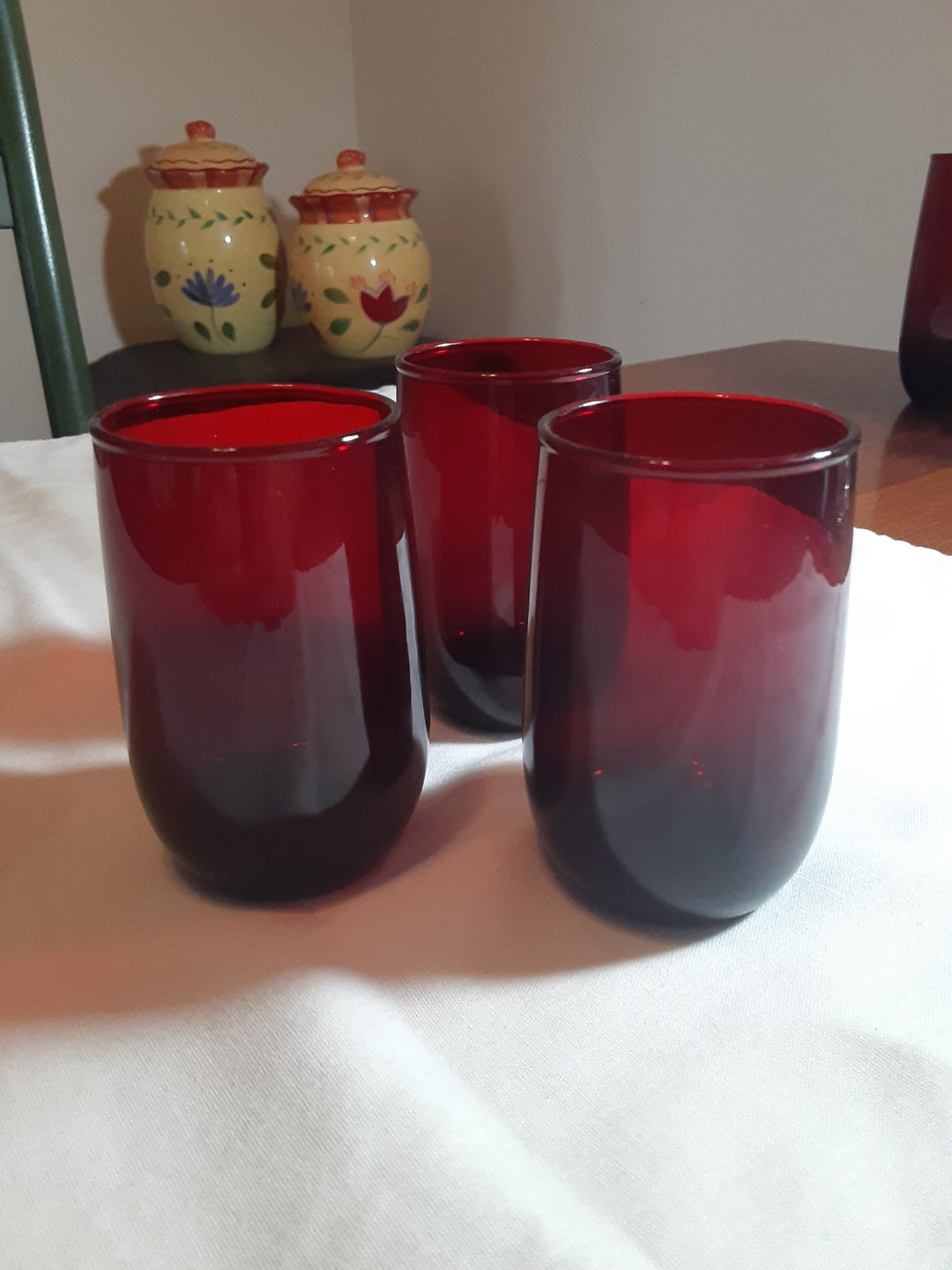 Set of 3 Ruby Red Juice Glasses (in Anchor Hocking Royal Ruby). Priced ...