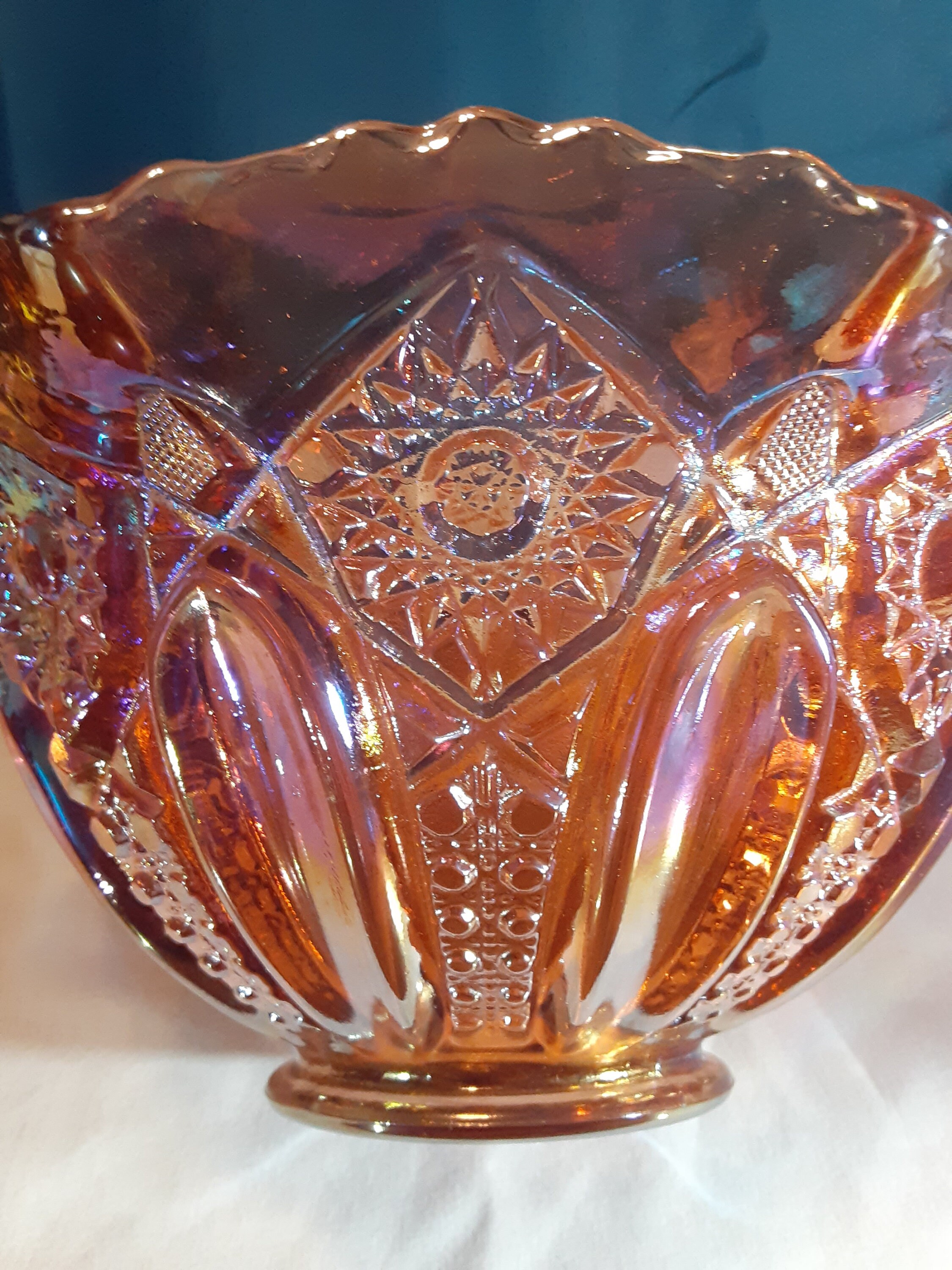 Antique Imperial Glass Iridescent Carnival Glass Bowl. 10.5 In. Across ...