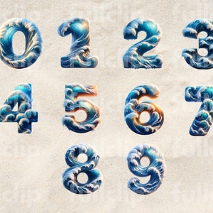 Waves Alphabet Clipart Bundle, Waves PNG, Ocean Clipart, Waves Font ...