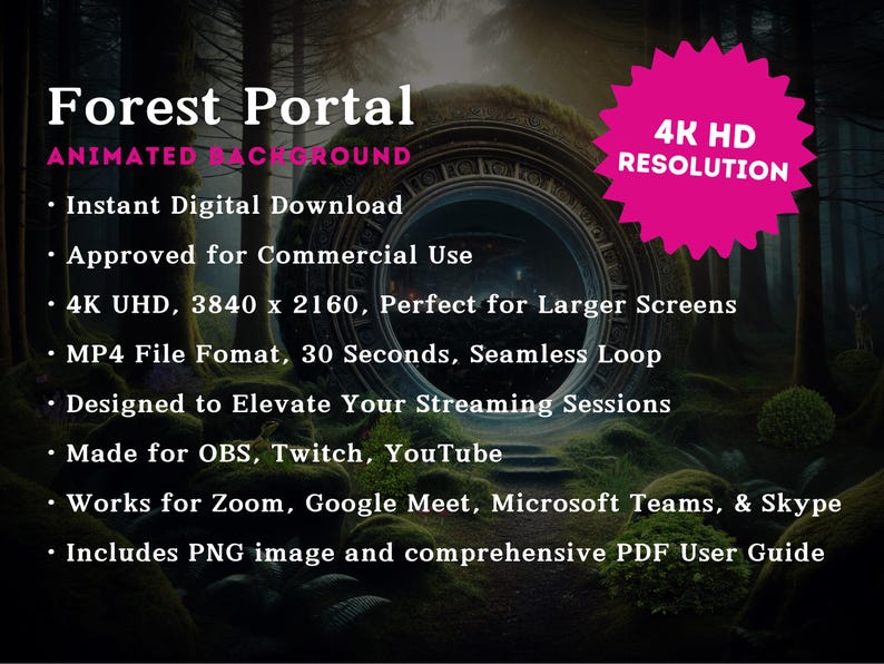 4K Animated Background - Forest Portal Seamless Loop for Streamers ...