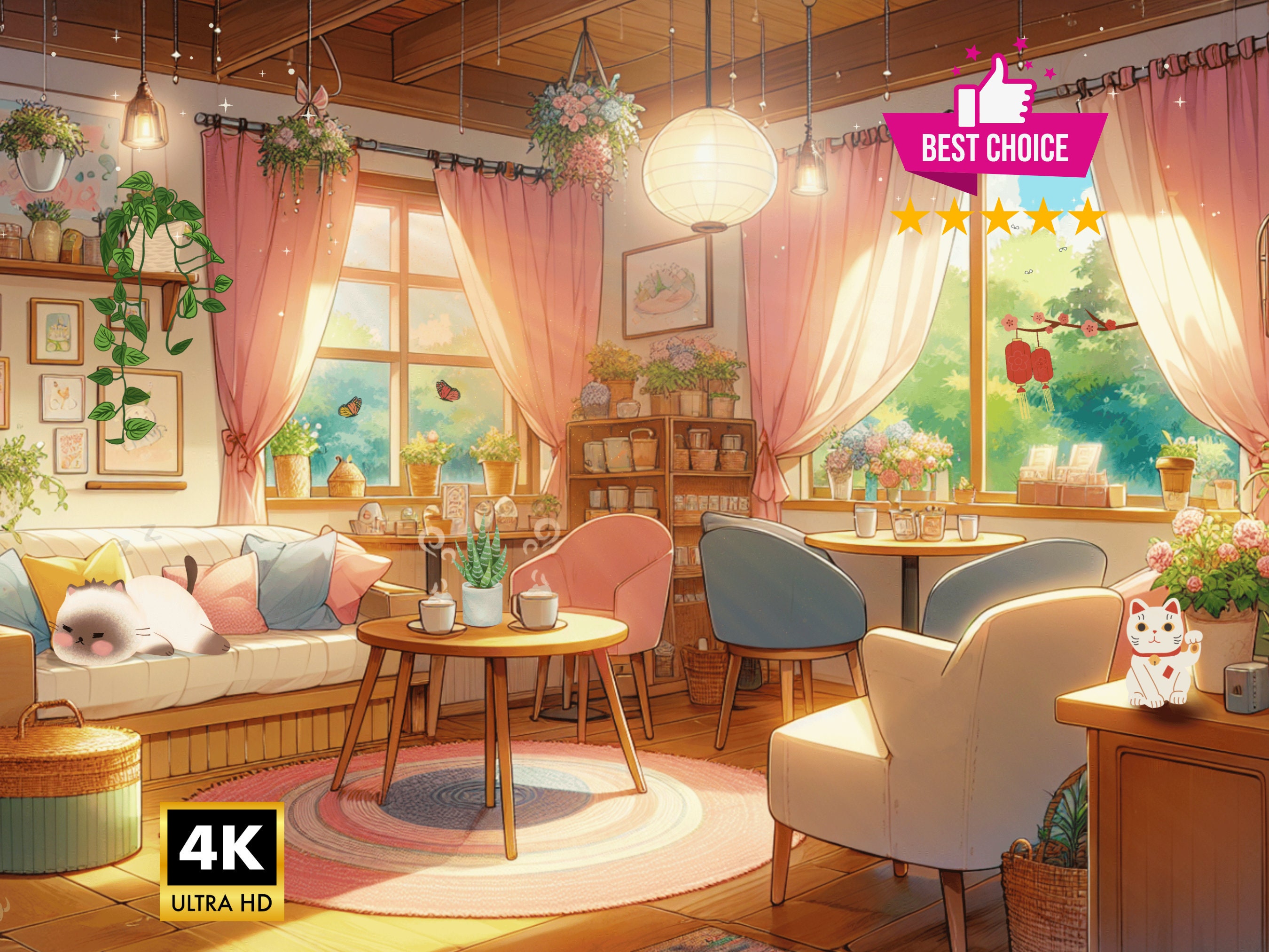 Animated Background Lofi Cozy Cafe Room, Vtuber Assets, Vtuber ...